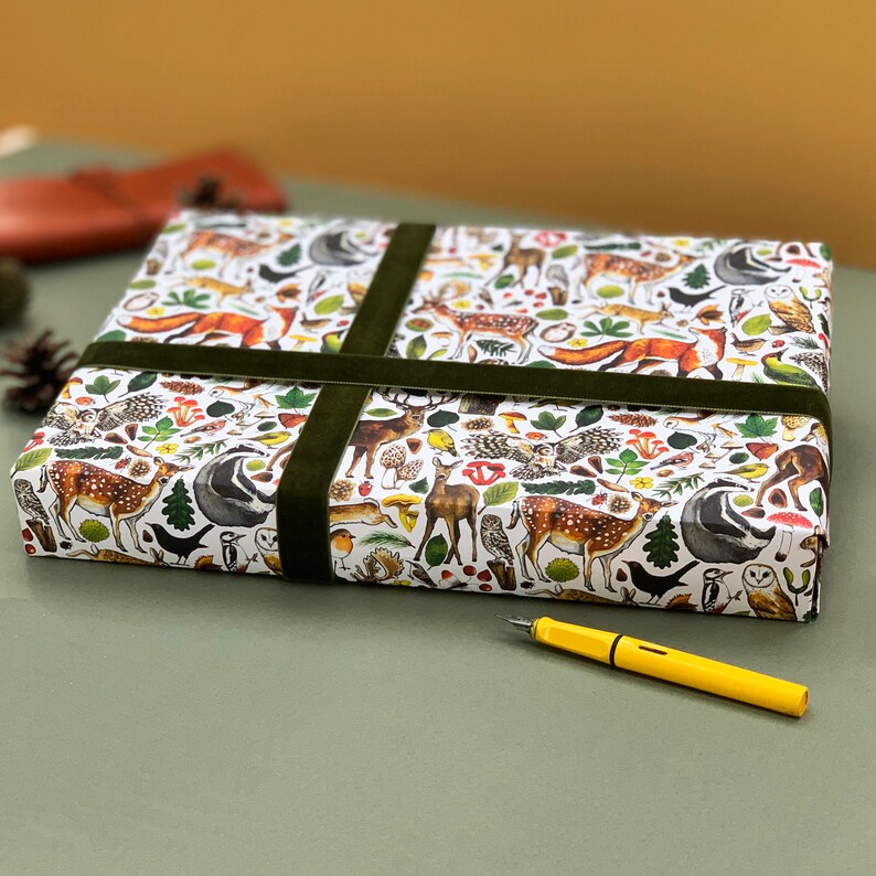 Woodland Animals Wrapping Paper - Watercolour Fox, Deer, Owls, Stags - Etsy