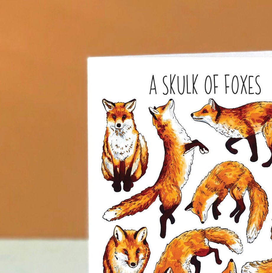 Skulk of Foxes Greeting Card Collective nouns card for fox | Etsy