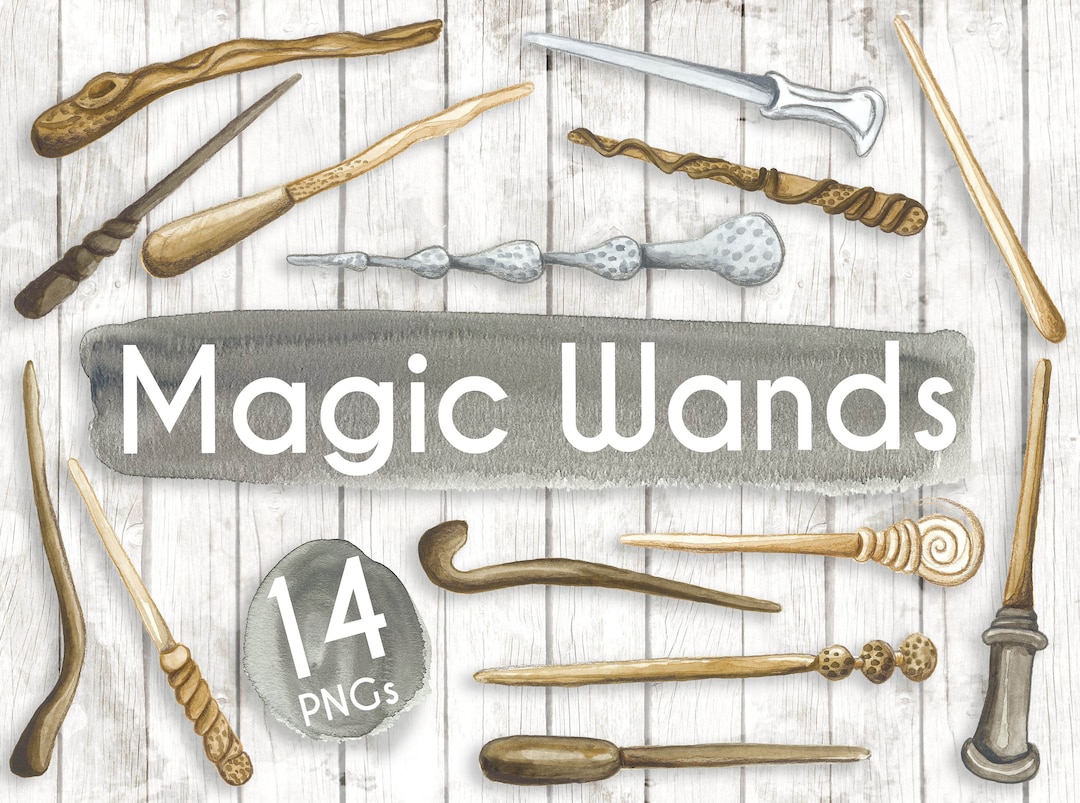 Wizard Magic Wand Clipart Watercolour Halloween Planner Digital Clip ...