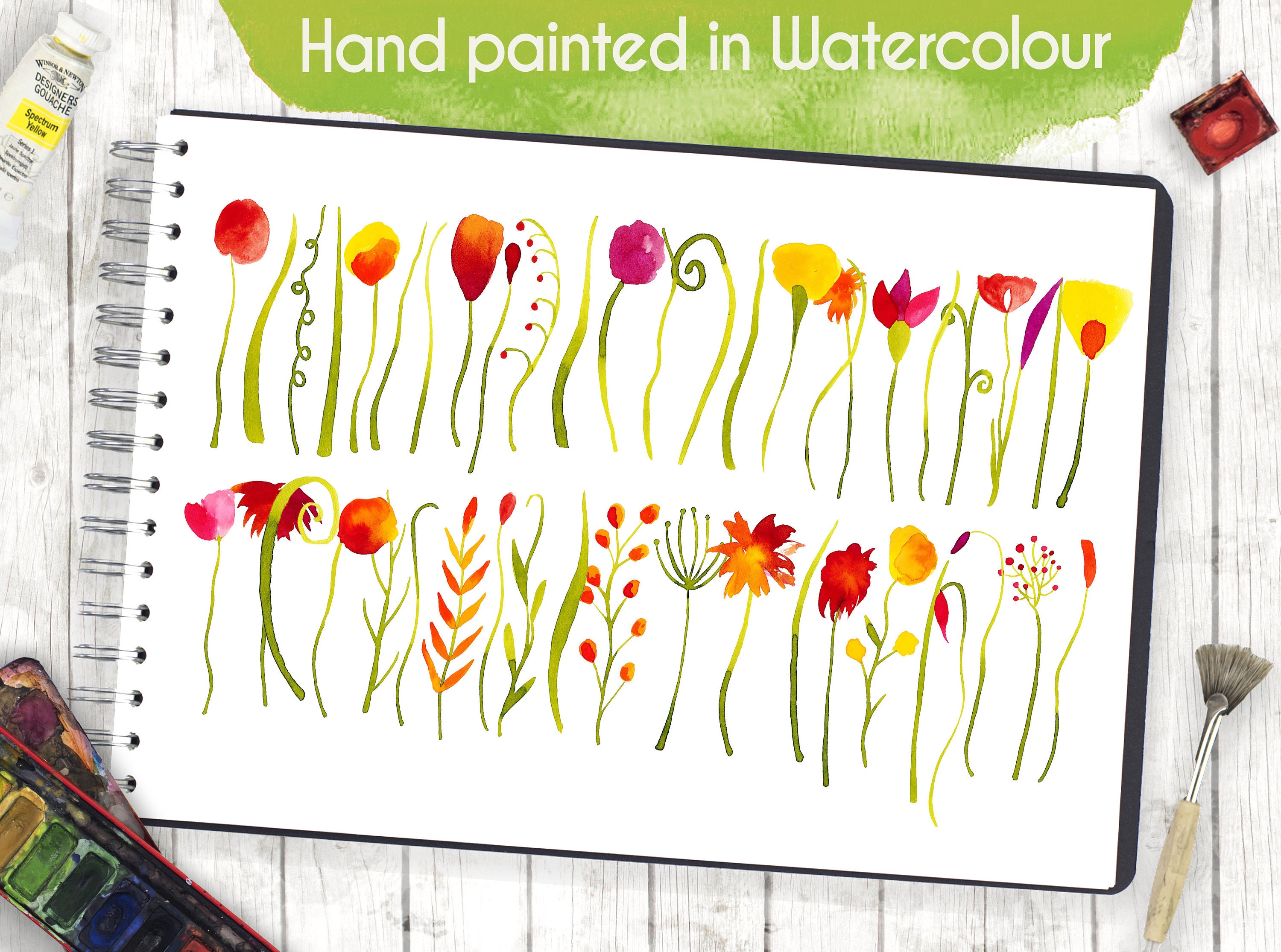 Meadow Flowers Clipart Vector Graphic Meadow Grass Digital - Etsy UK