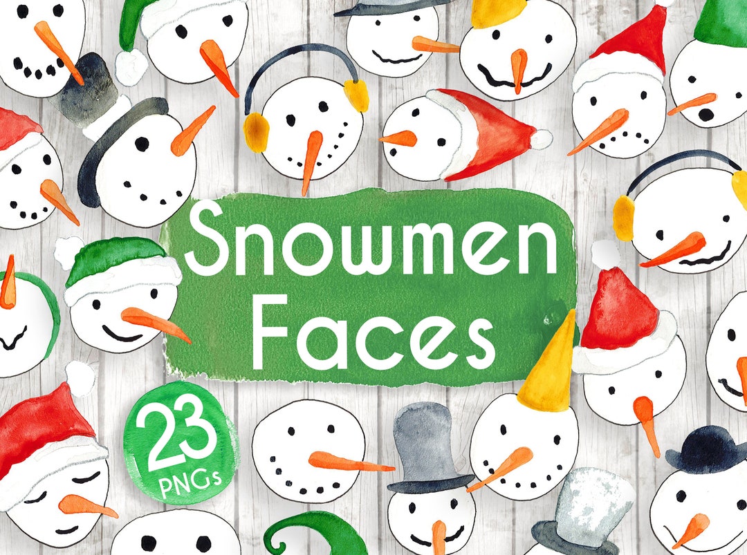 Snowman Clipart Snowmen Watercolour Christmas Clip Art Snowmen Faces ...