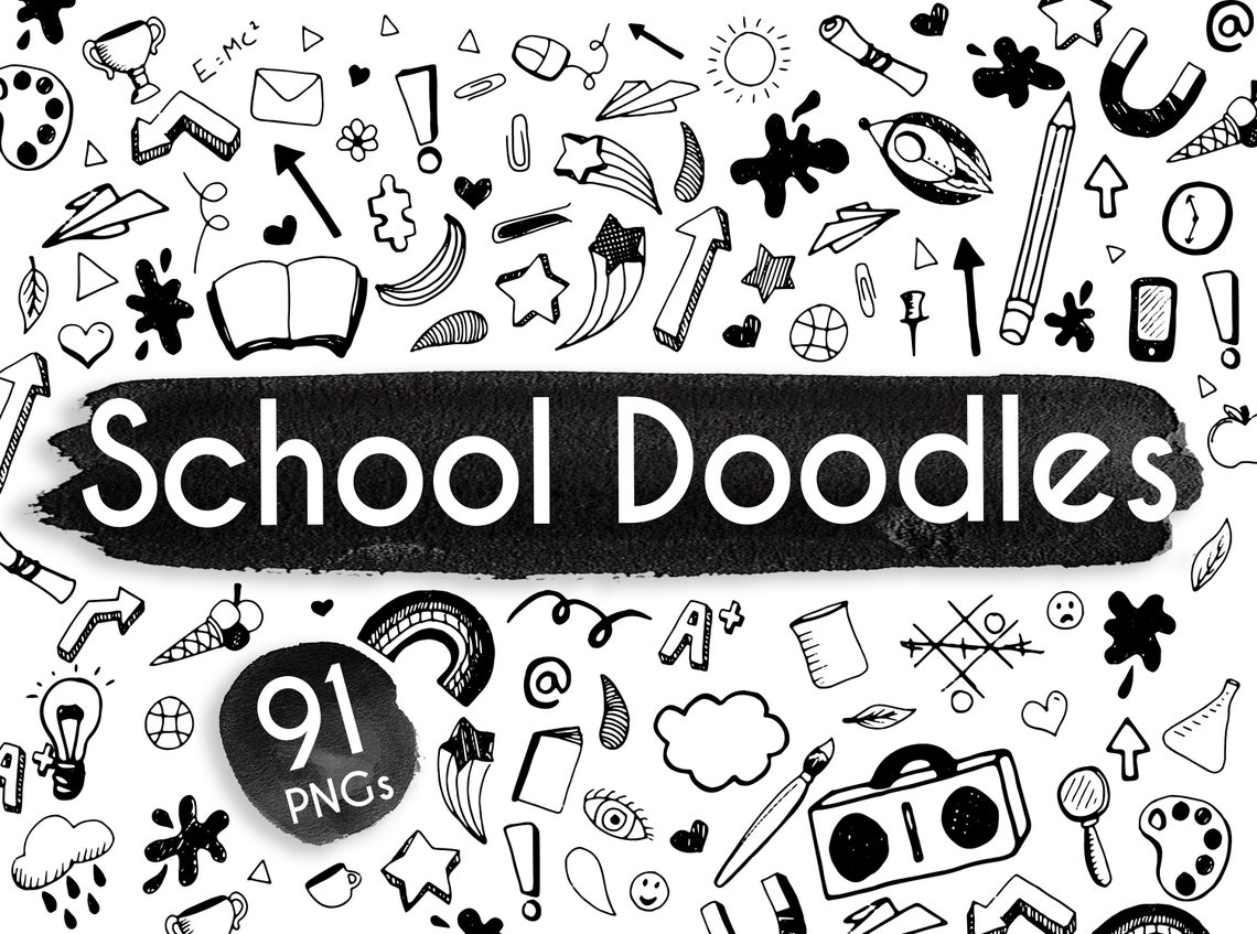 Back to School Clipart Hand Drawn Doodle Clipart Vector | Etsy