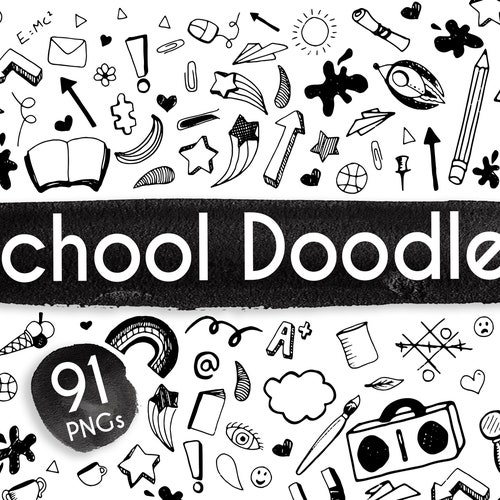Hand Drawn School Doodles Back to School Clipart School - Etsy