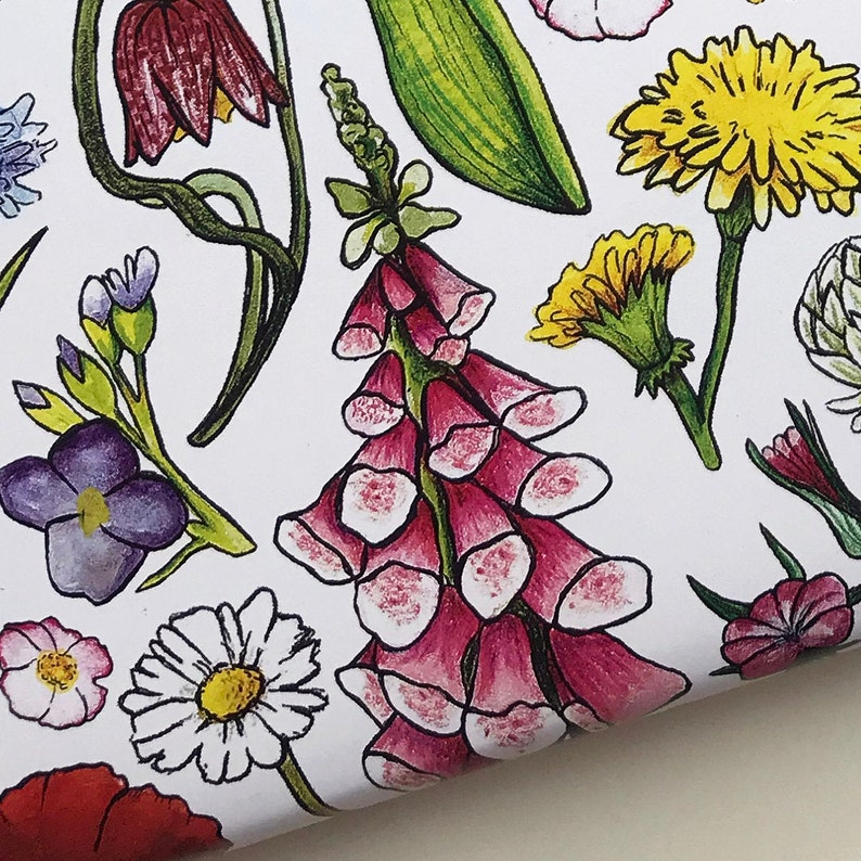 Wildflowers Wrapping Paper floral paper Birthday Wrapping | Etsy