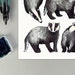 Badger Watercolour Postcard - Cete of Badgers Postcard Notelet - Etsy UK