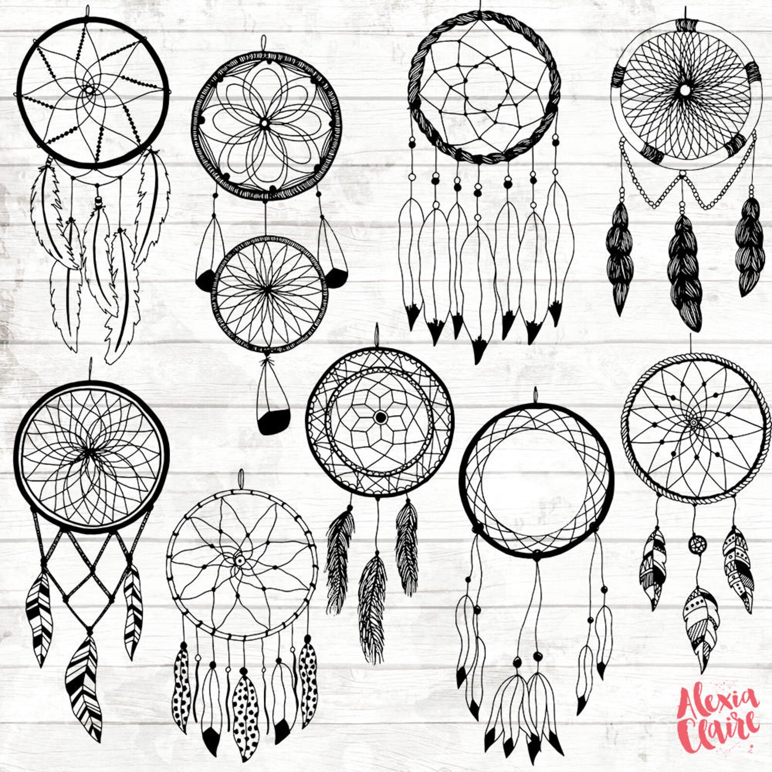 Boho Dream Catcher Clipart Hand Drawn Dreamcatcher Clipart - Etsy