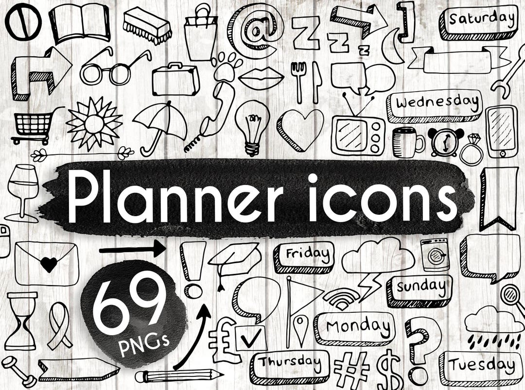 Planner Icons Clipart - Hand Drawn Planner Printables - Filofax Planner ...