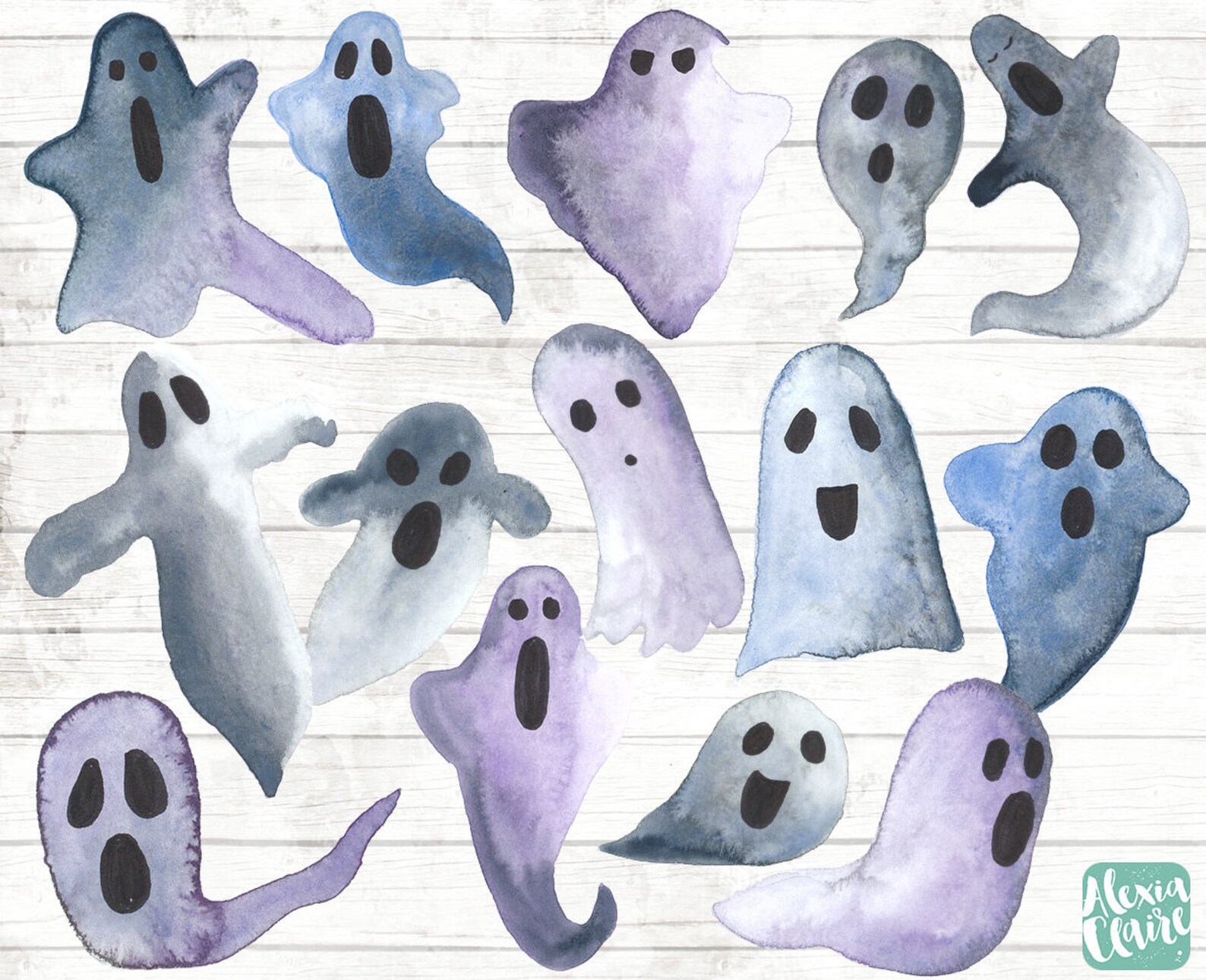 Halloween Ghost Clipart Watercolour Ghosts Planner Digital | Etsy