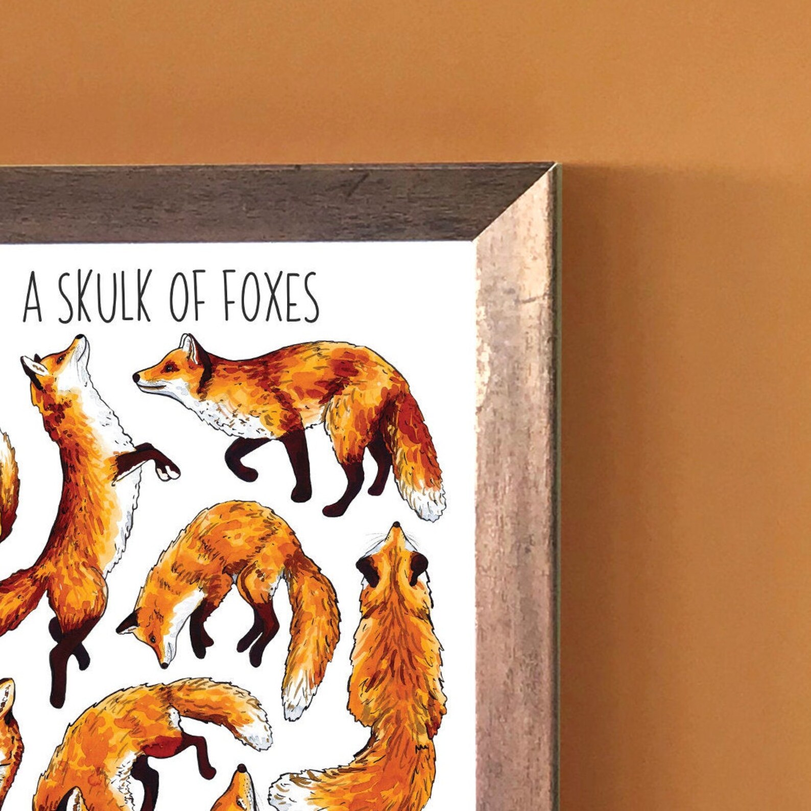 Fox Watercolour Print Collective Nouns Skulk of Foxes - Etsy UK