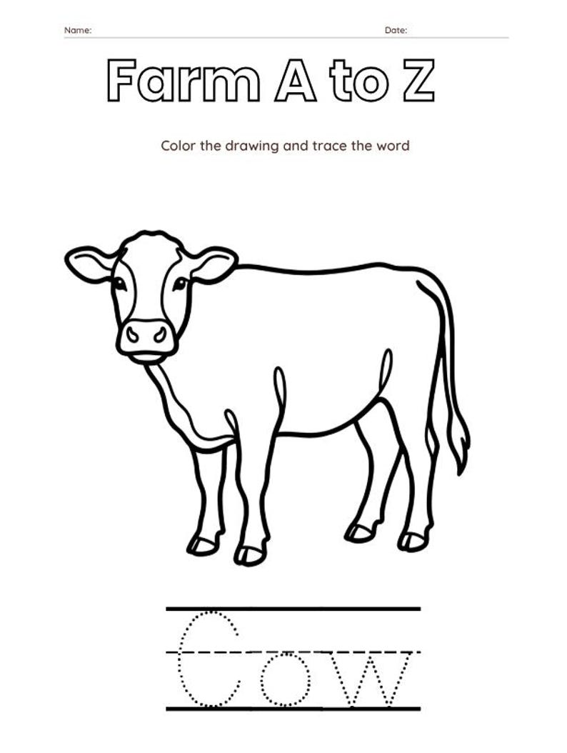 Farm Alphabet Tracing Worksheets A-Z, Preschool Learning Printable (PDF ...