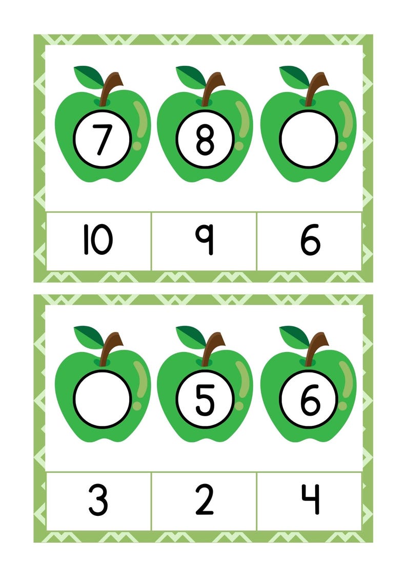 Apple Number Match Printable | Preschool Missing Number Math Activity ...