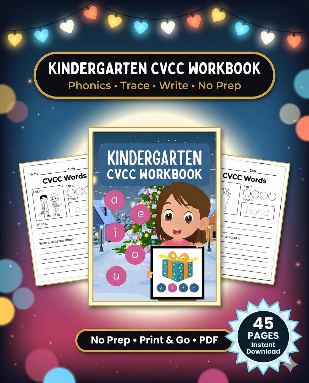 Kindergarten CVCC Workbook 45 Pages | Ending Blends Phonics Trace ...
