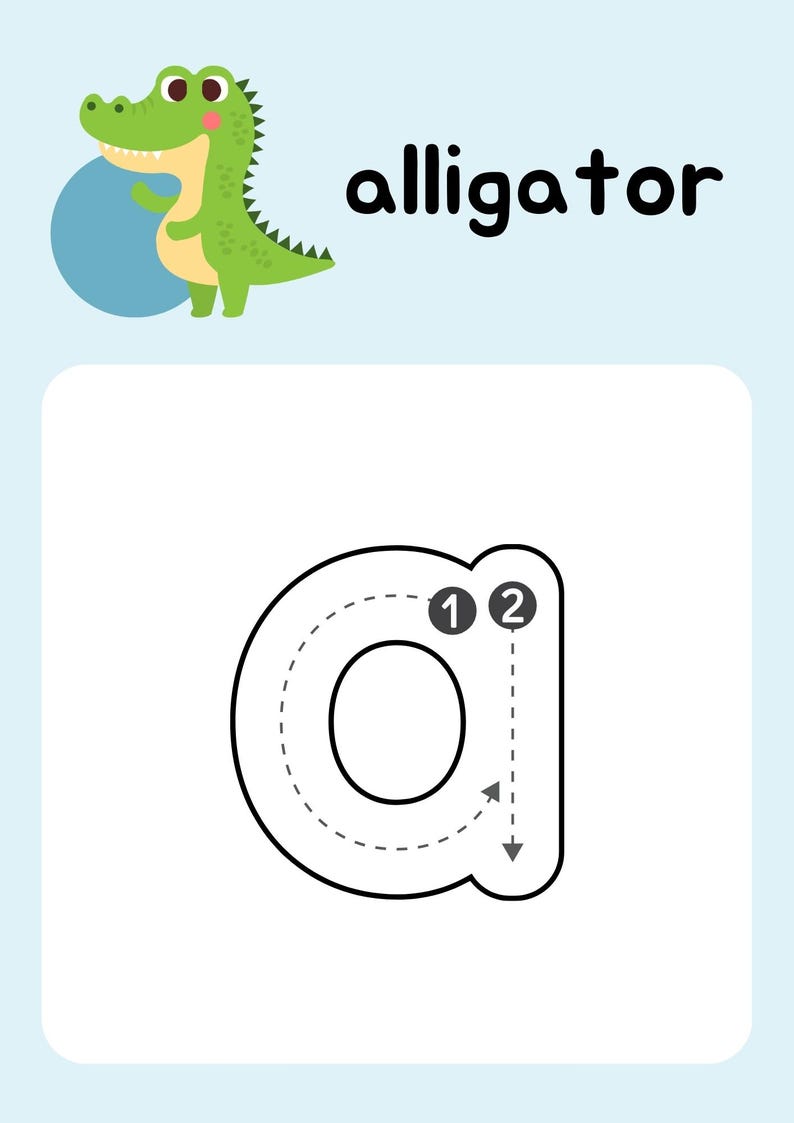 Animal Alphabet Lowercase Tracing Printable PDF, A-Z Letter Tracing ...