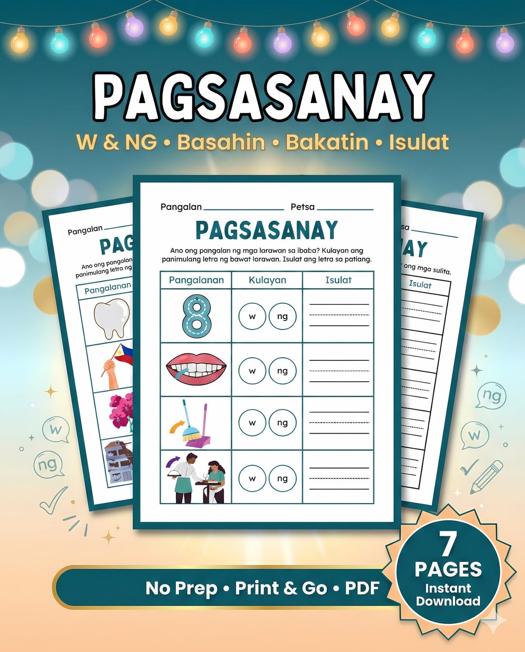Pagsasanay W , NG Worksheets, Filipino Reading, Basahin Bakatin Isulat ...