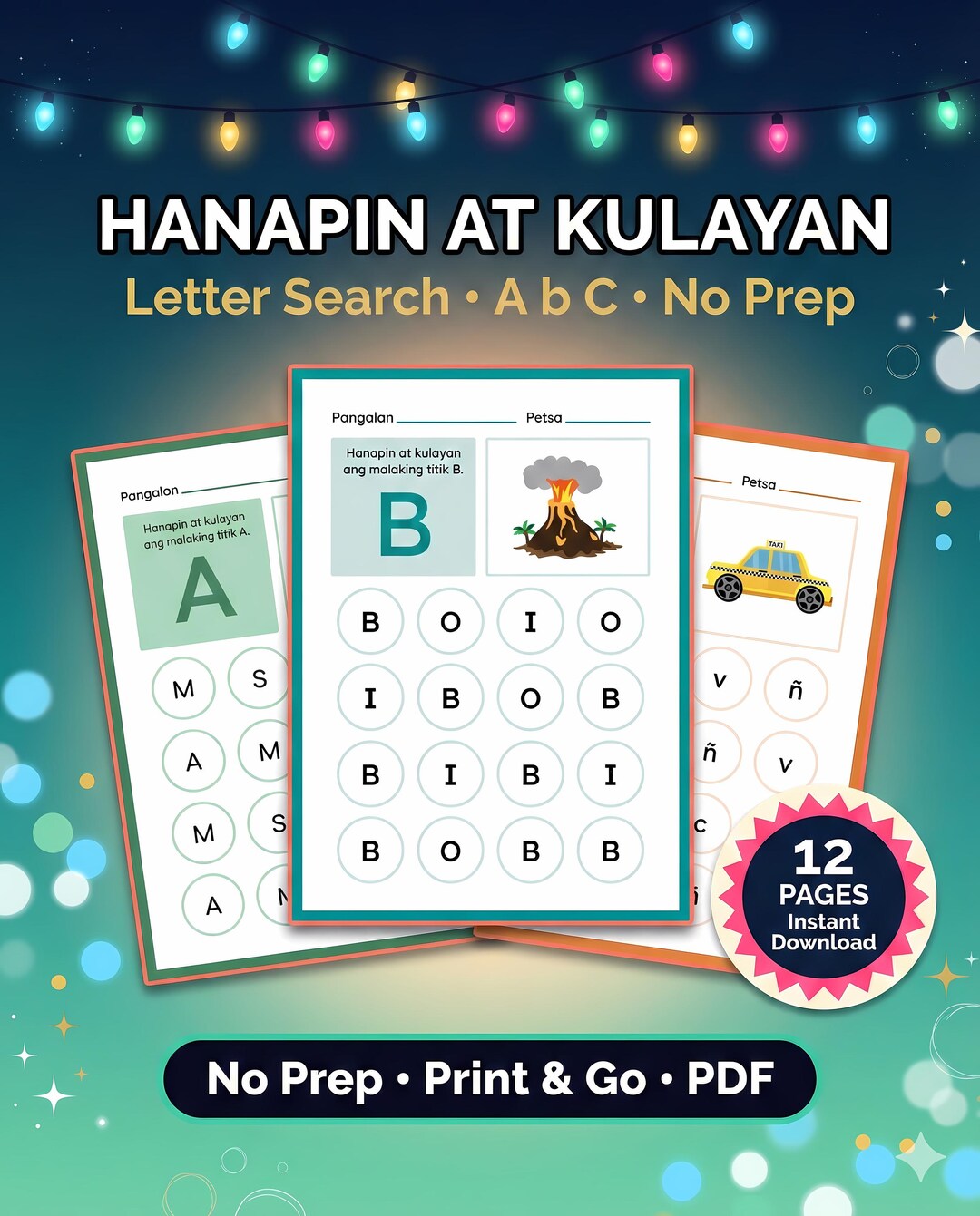 Hanapin at Kulayan Letter Search Worksheets A B C | Filipino ...