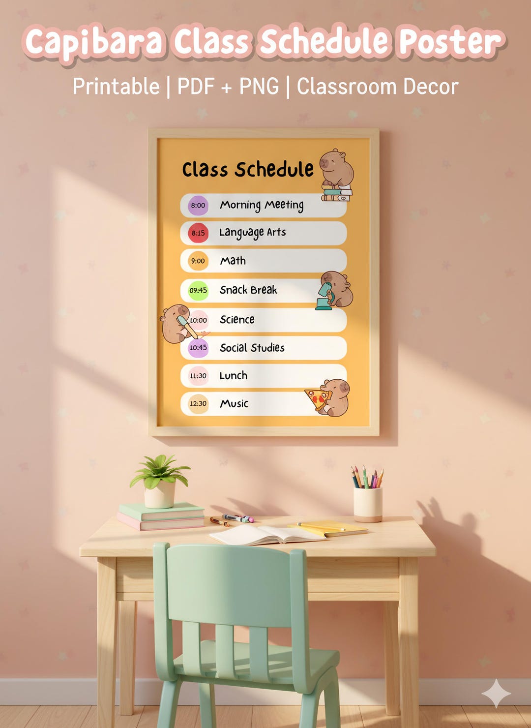 Class Schedule Chart, Preschool Classroom Decor, Dry Erase (PDF + PNG ...