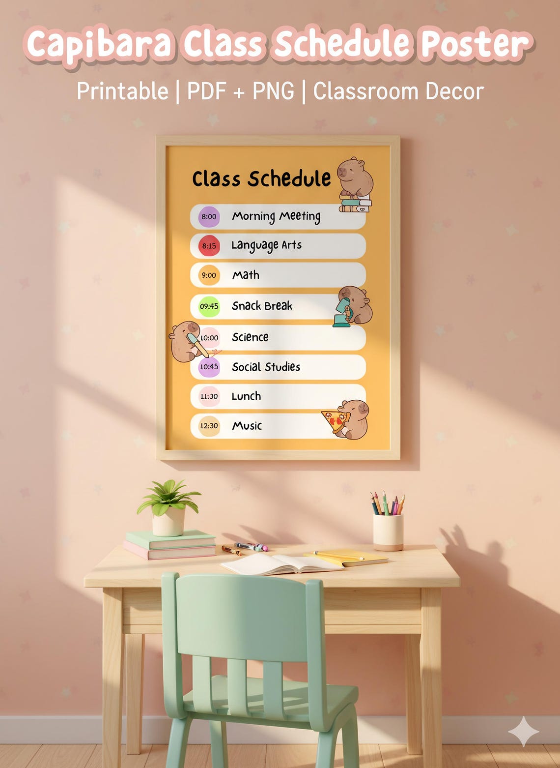 Class Schedule Chart, Preschool Classroom Decor, Dry Erase (PDF + PNG ...