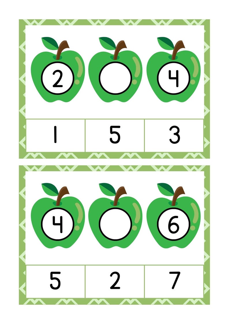 Apple Number Match Printable PDF | Number Recognition 1-10 Math Center ...