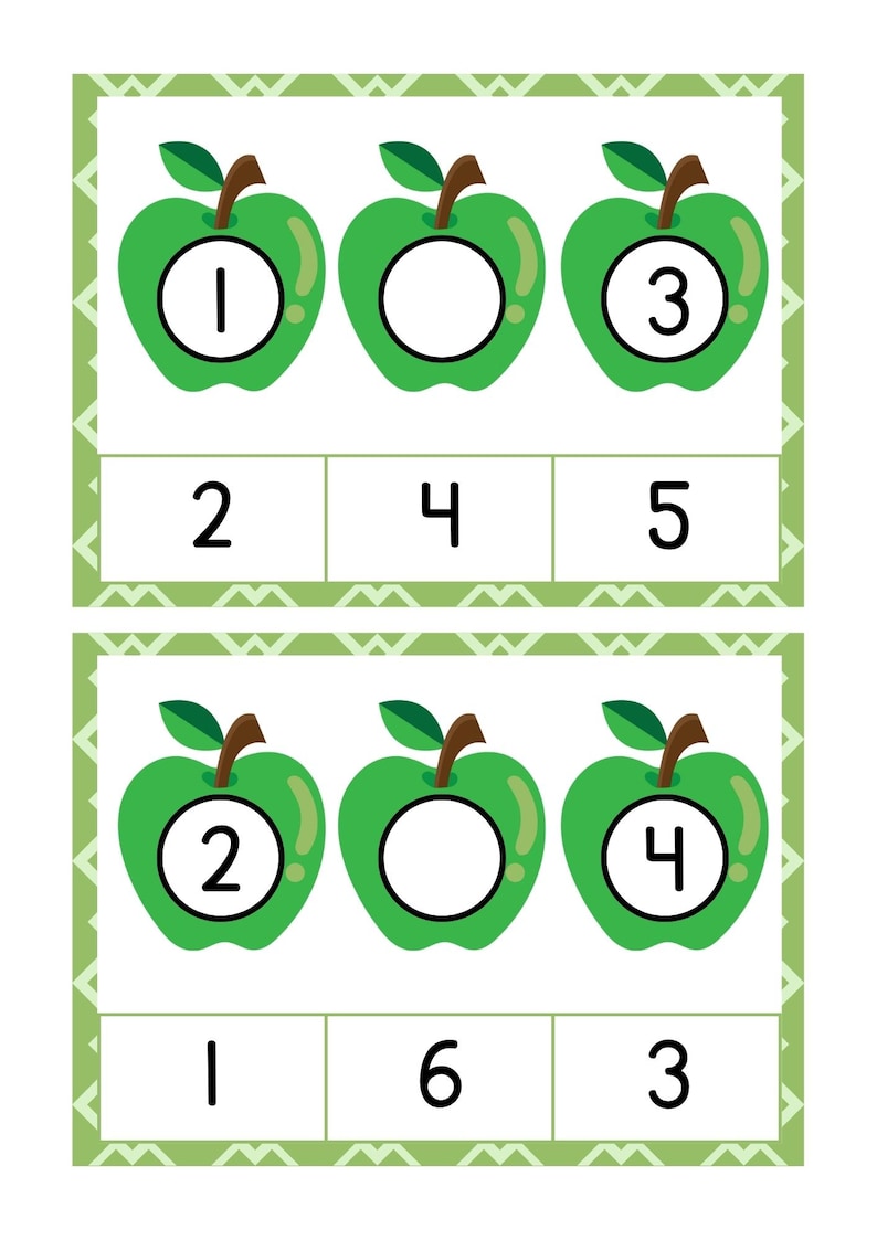 Apple Number Match Printable | Preschool Missing Number Math Activity ...