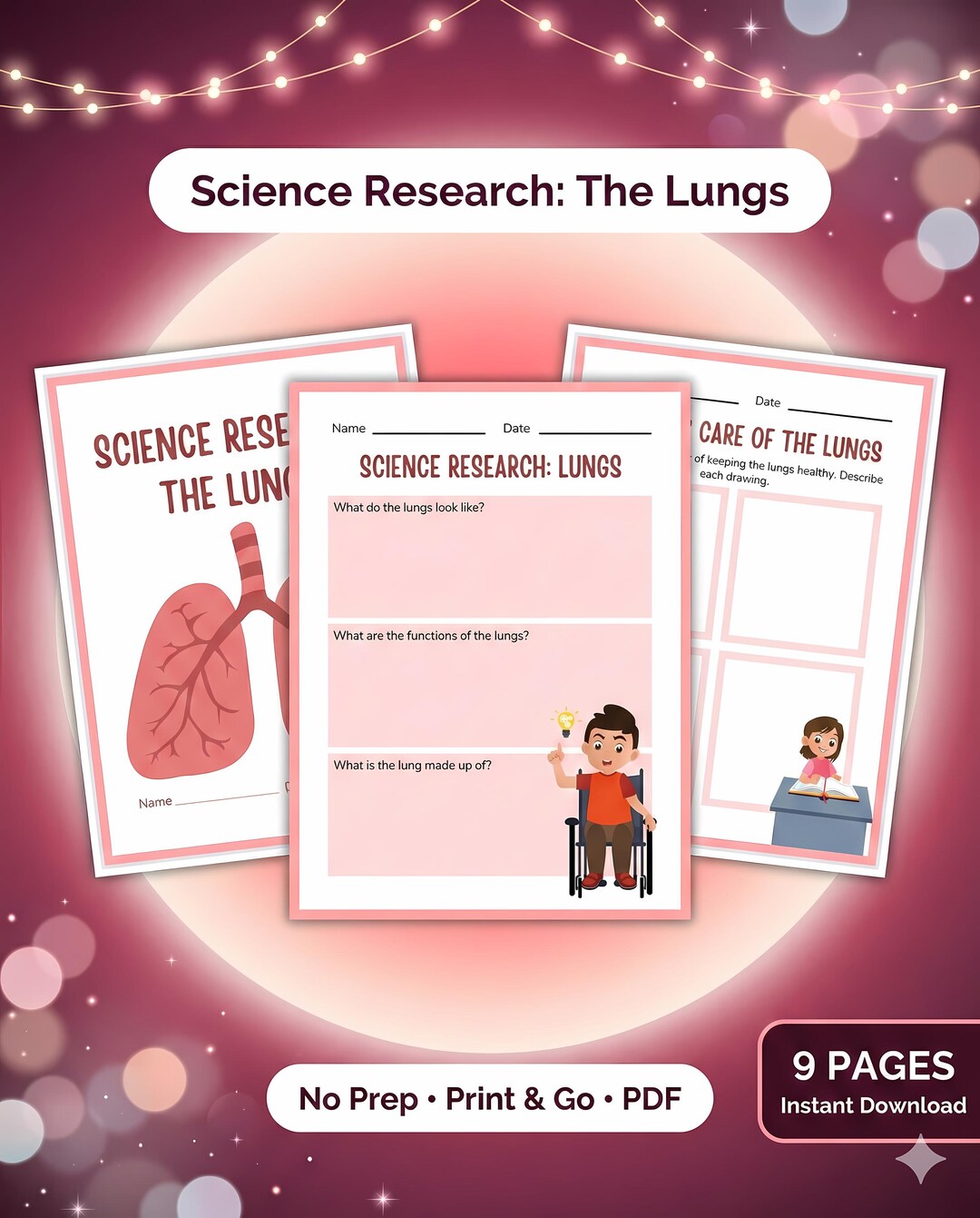 Science Research: Lungs Worksheet | Human Body Respiratory System ...