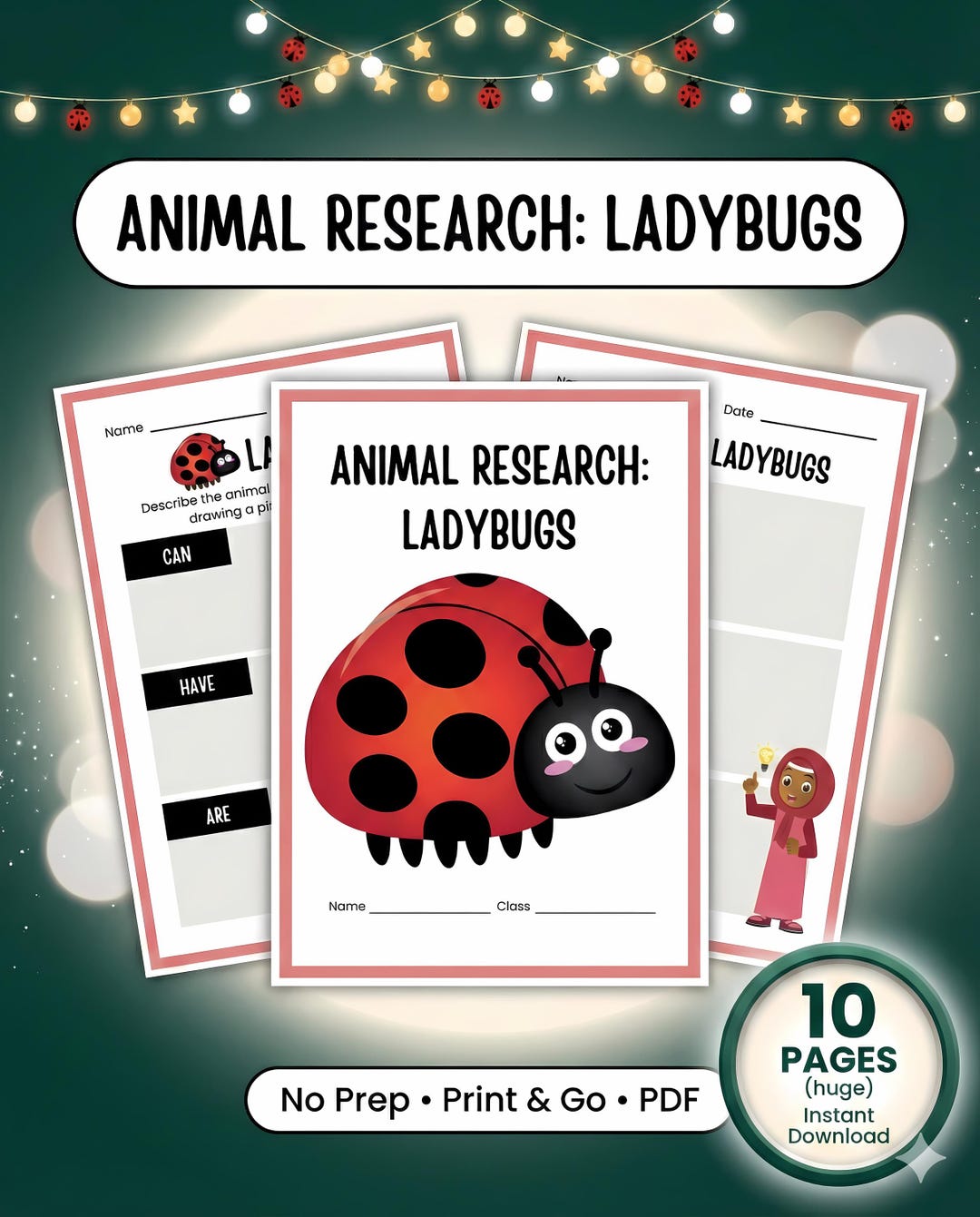 Ladybug Research Printable — Insect Research Project for Kids | 10-page ...