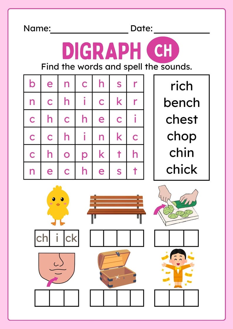 Digraph CH Worksheets | No Prep Phonics Packet | Print & Go ...