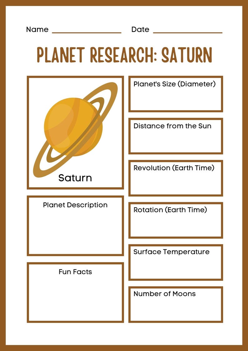 Planet Research Worksheets Printable PDF | Jupiter Saturn Venus Report ...