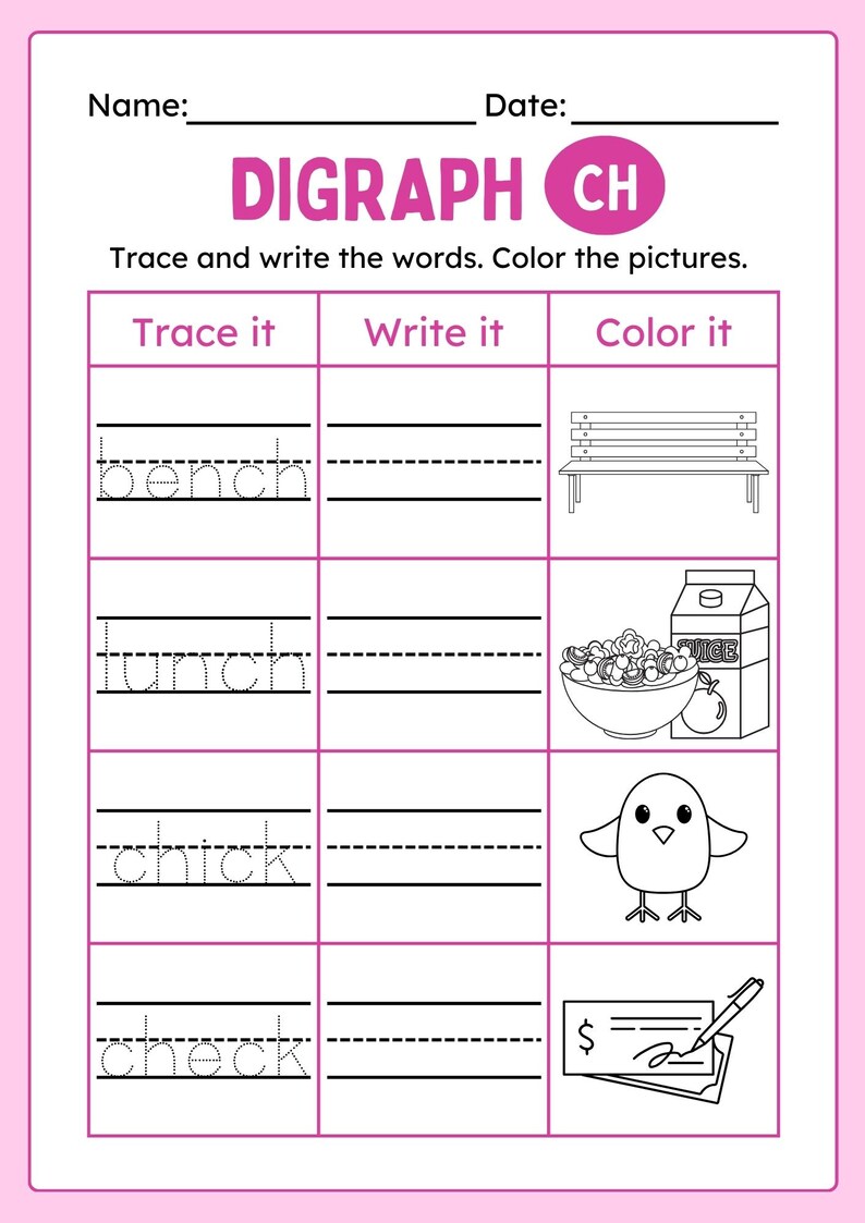 Digraph CH Worksheets | No Prep Phonics Packet | Print & Go ...