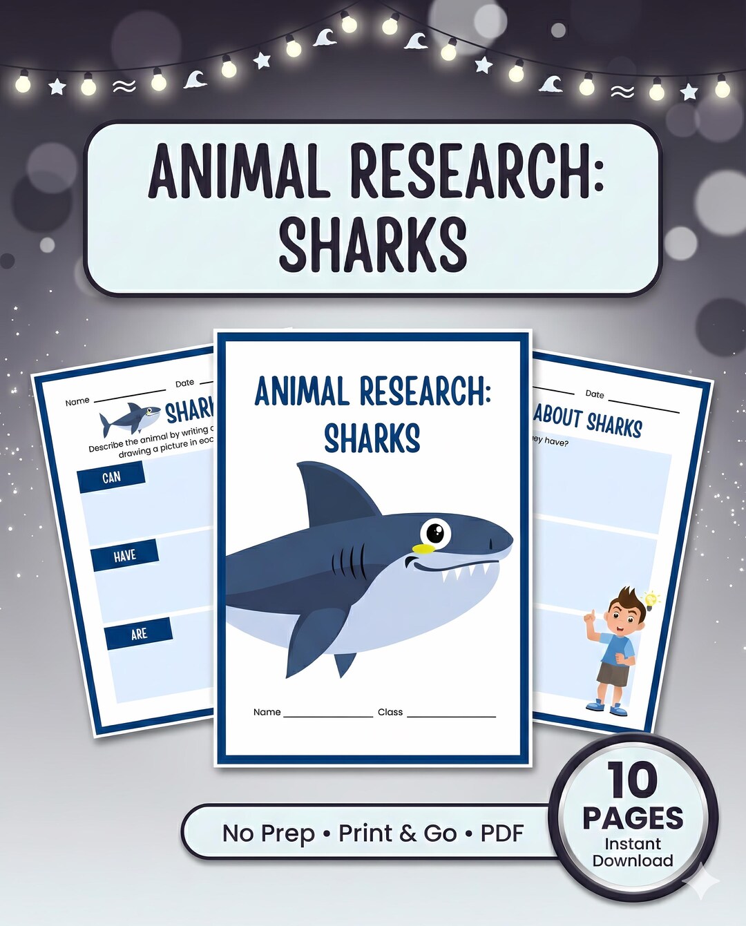 Shark Research Printable for Kids — Ocean Animal Report Template ...
