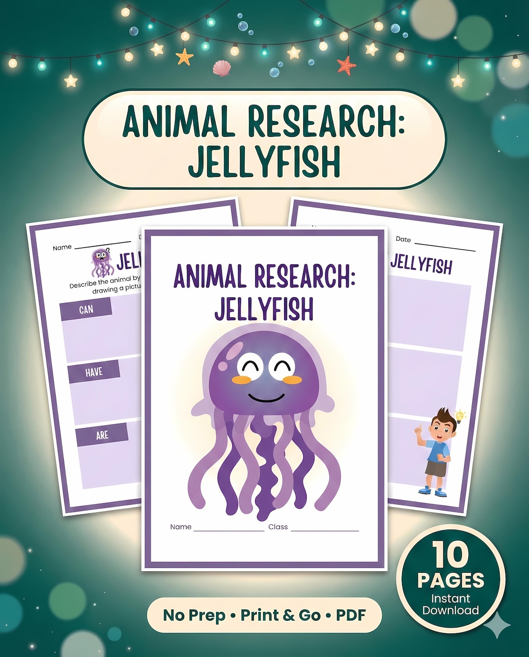 Jellyfish Research Printable | Animal Research Report Template | Ocean ...