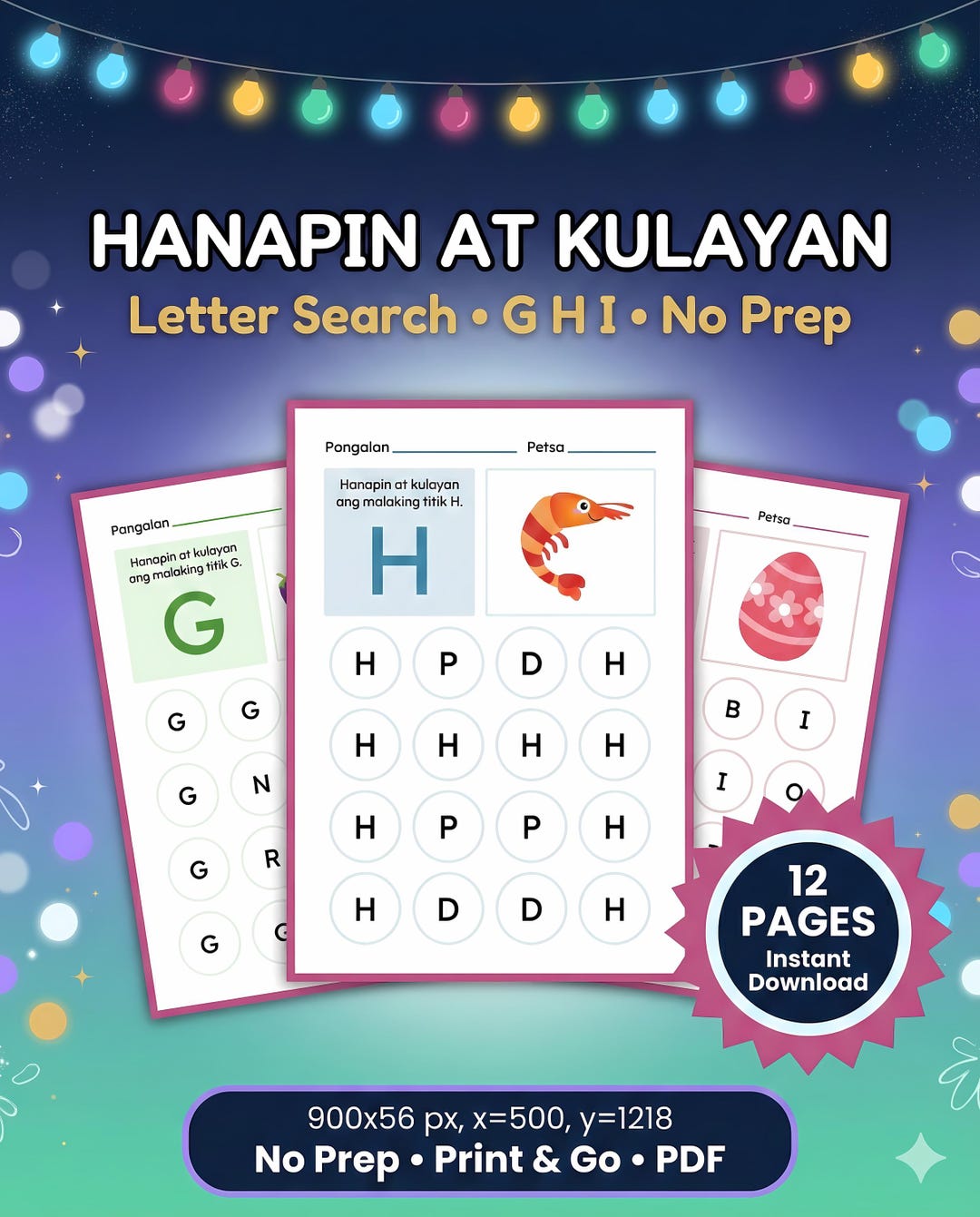 Hanapin at Kulayan Letter Search Worksheets G H I | Filipino ...