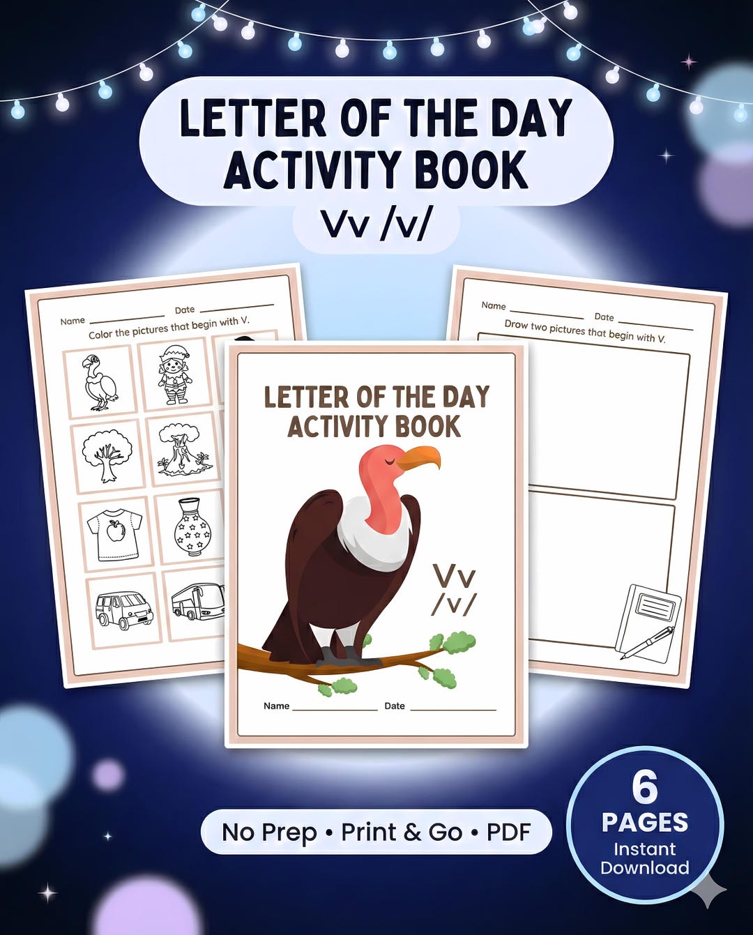 Letter V Activity Book Printable | Vv /v/ Phonics Beginning Sounds ...