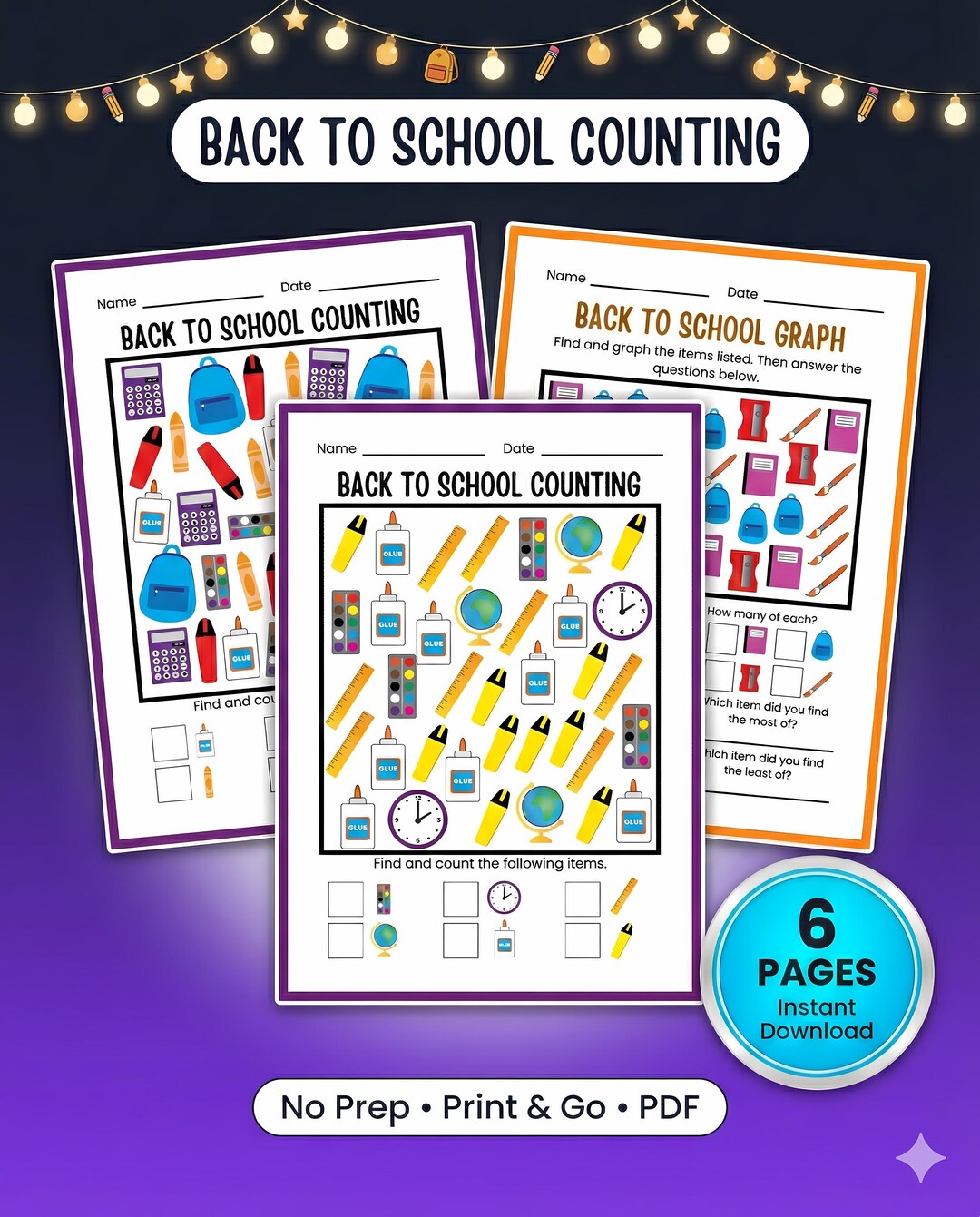 Back to School Counting | Find and Count School Supplies | Back to ...