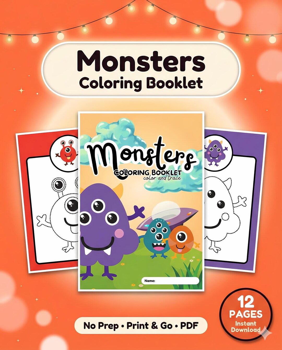 Monsters Coloring Booklet Printable for Toddlers & Preschool | Cute ...