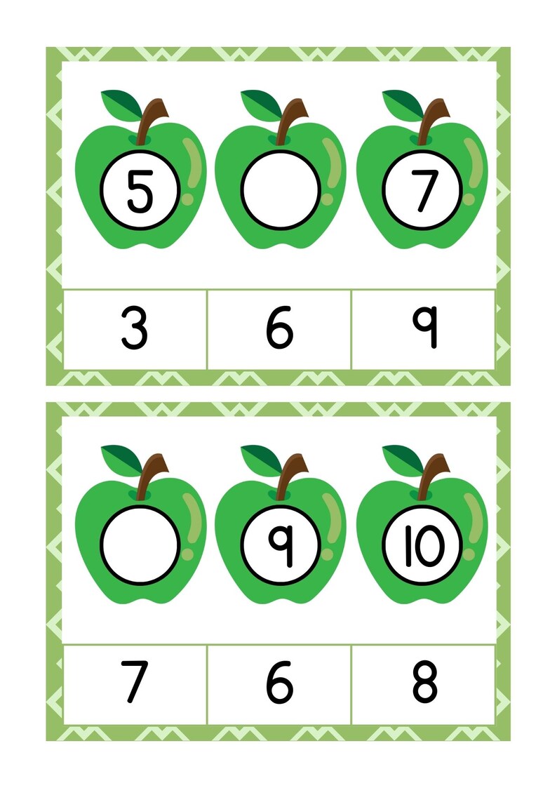 Apple Number Match Printable PDF | Number Recognition 1-10 Math Center ...