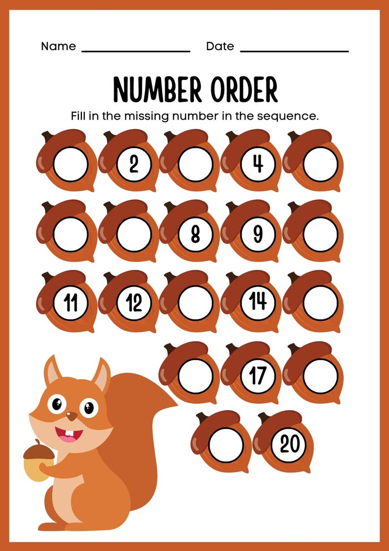 Number Order Worksheets 1-20 | Missing Numbers Sequencing | Preschool ...