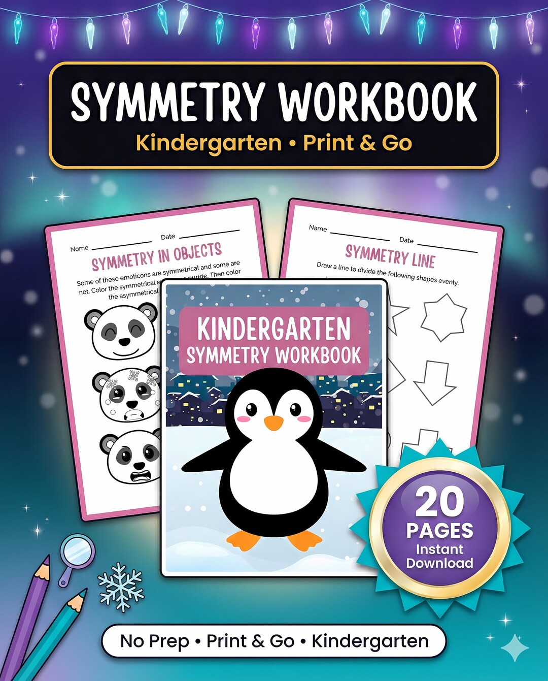 Symmetry Worksheets Kindergarten | No Prep Spring Math Workbook ...