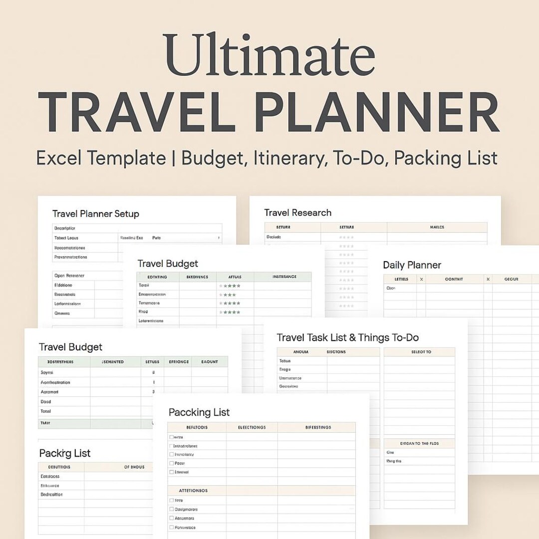 Ultimate Travel Planner | Excel Template | Budget, Itinerary, To-do, Packing List | Digital Trip ...