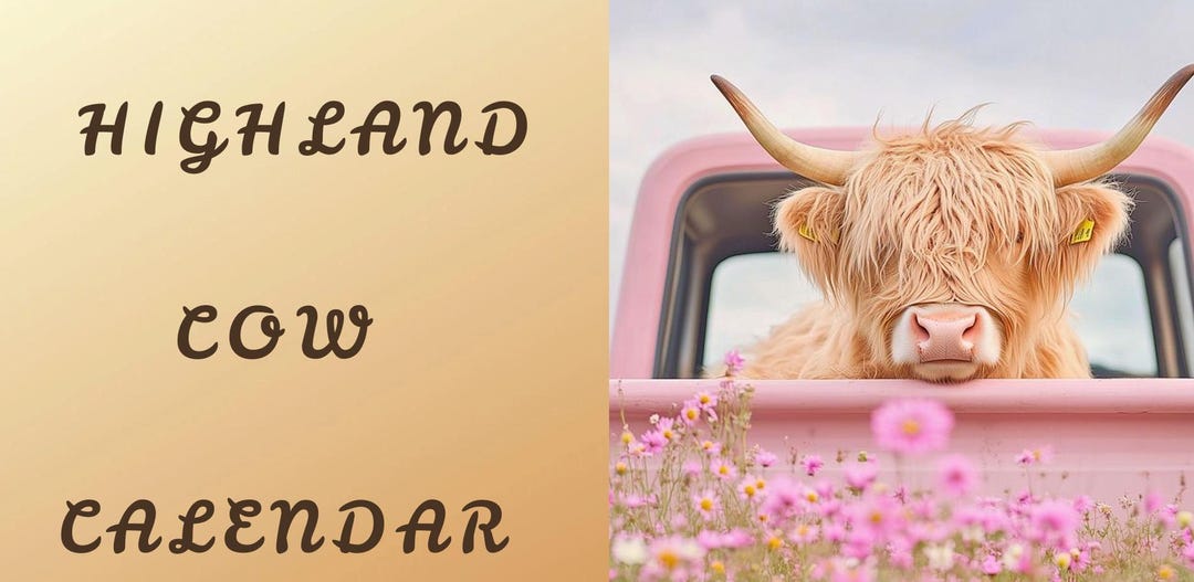 Printable Highland Cow Calendar – Rustic Farmhouse Decor – Digital ...