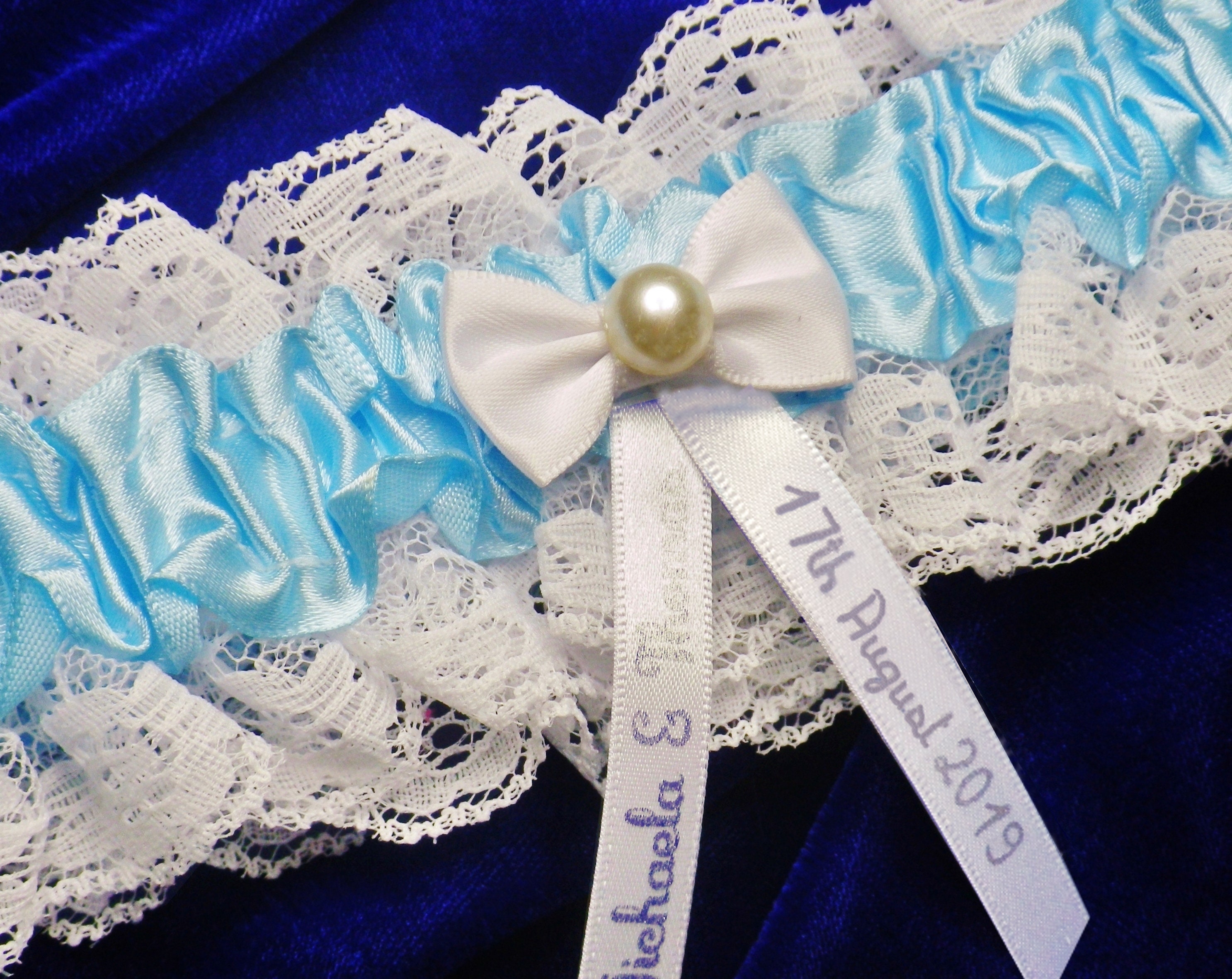 Personalised Wedding Garter Something Blue Bride Handmade | Etsy