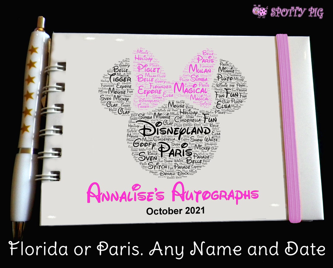 Personalised Pink Minnie Mouse Autograph Book Disneyland or Disney ...