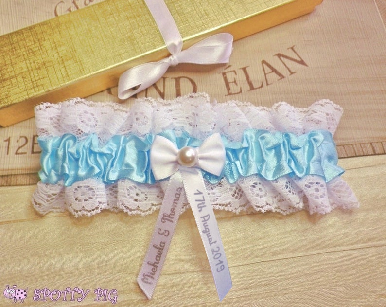 Personalised Wedding Garter Something Blue Bride Handmade - Etsy