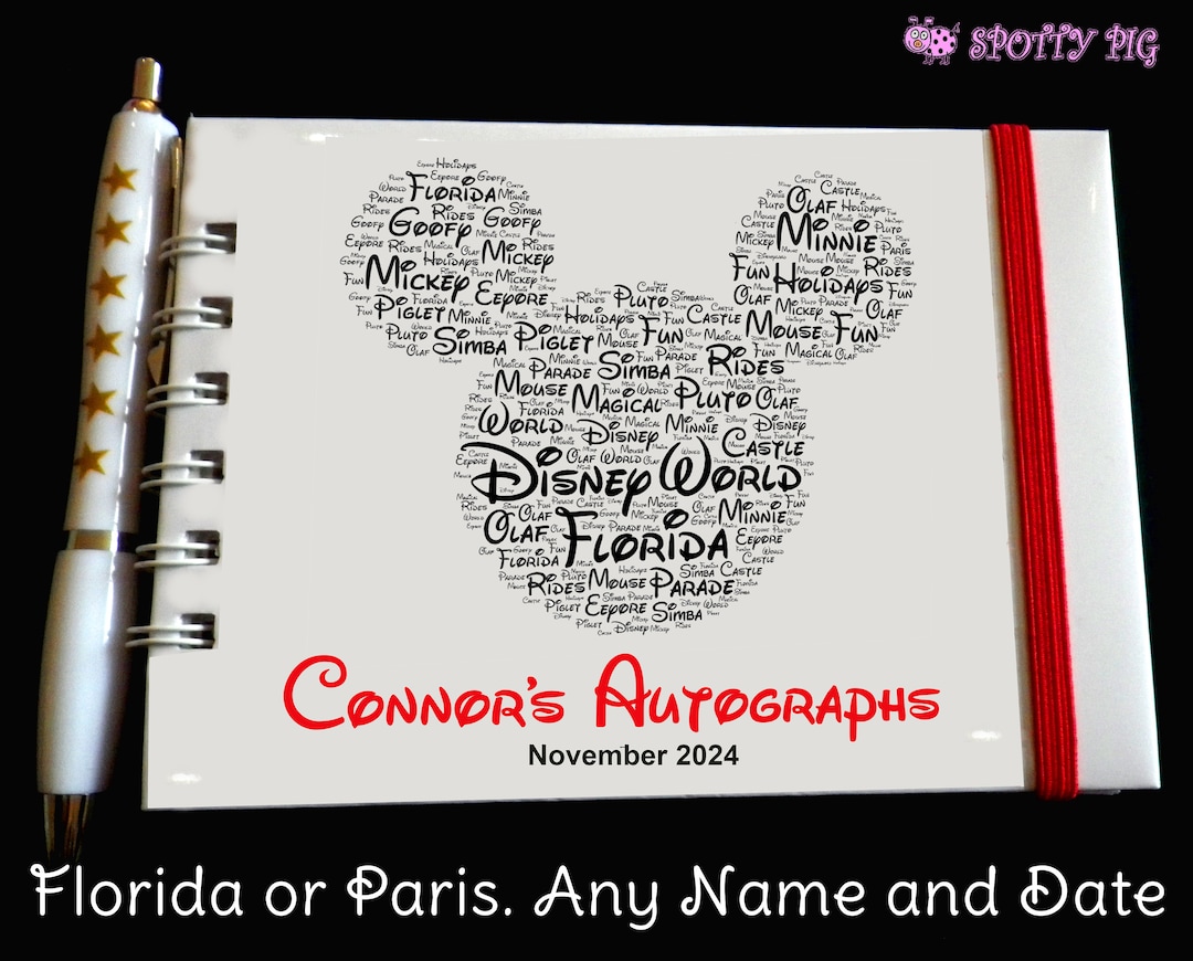 Personalised Mickey Mouse Autograph Book Disneyland or Disney World ...