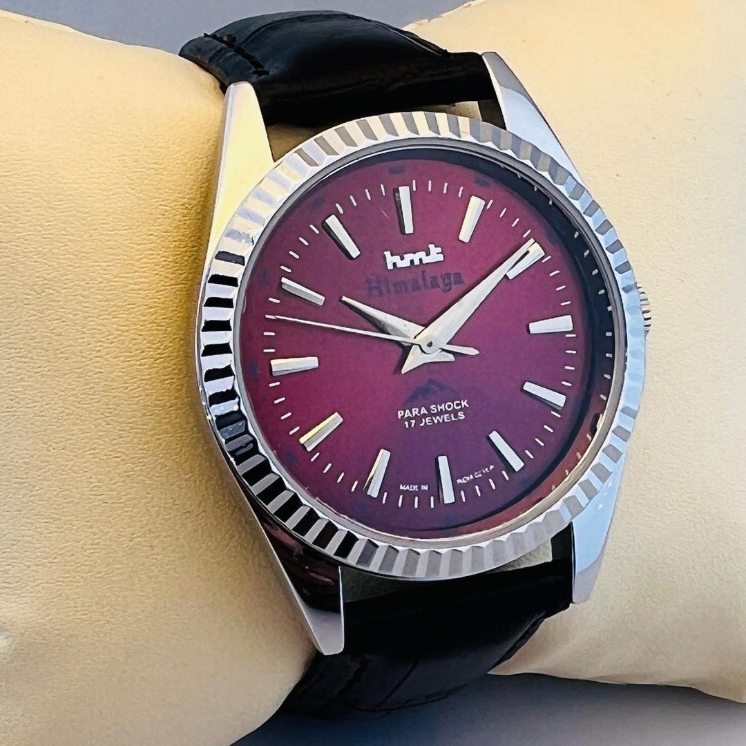 Vintage HMT Himalaya Mechanical Hand Winding 17 Jewels Purple Dial Full ...