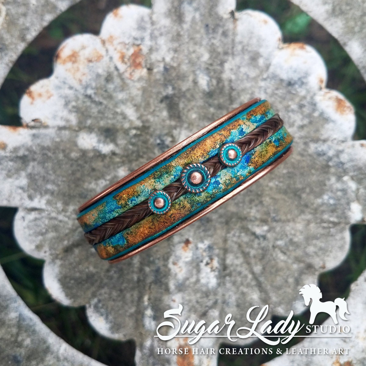 Horse Hair And Leather Inlaid Copper Cuff Horse Hair | Etsy