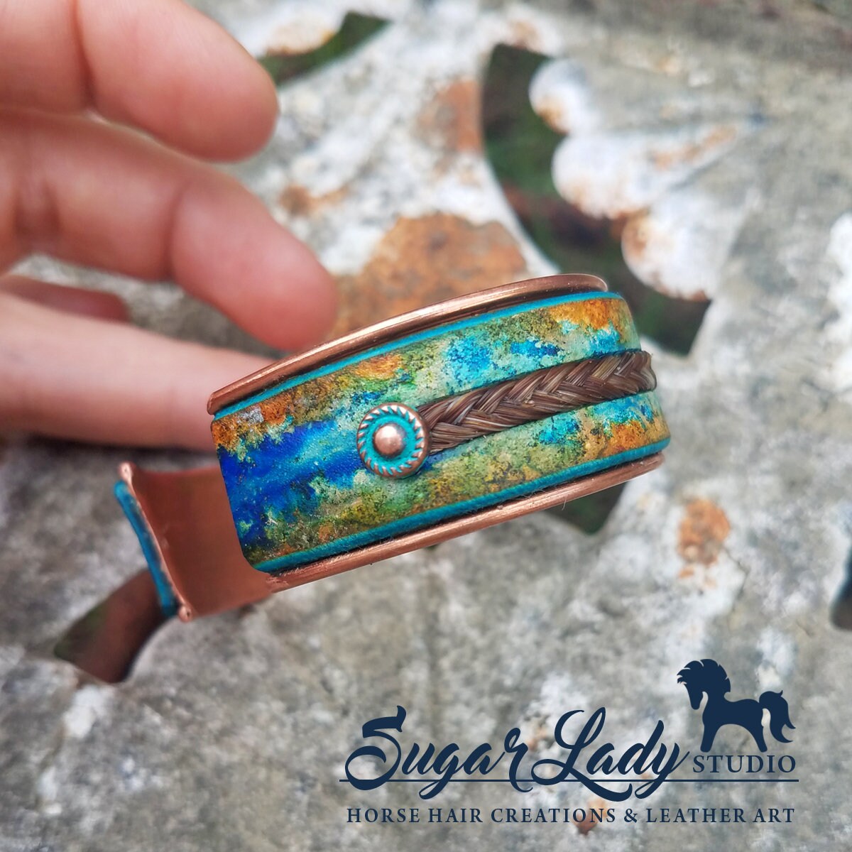 Horse Hair And Leather Inlaid Copper Cuff Horse Hair | Etsy