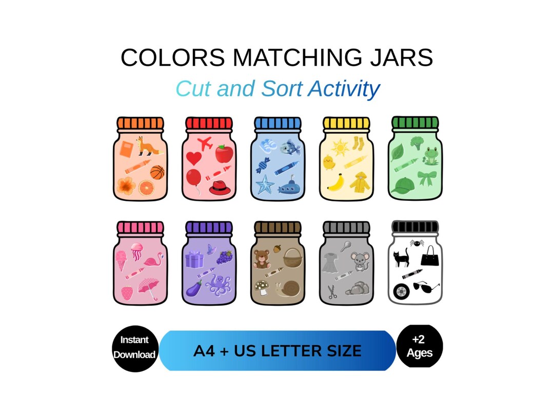 Montessori Color Sorting Jars Printable Activity | Preschool Color ...