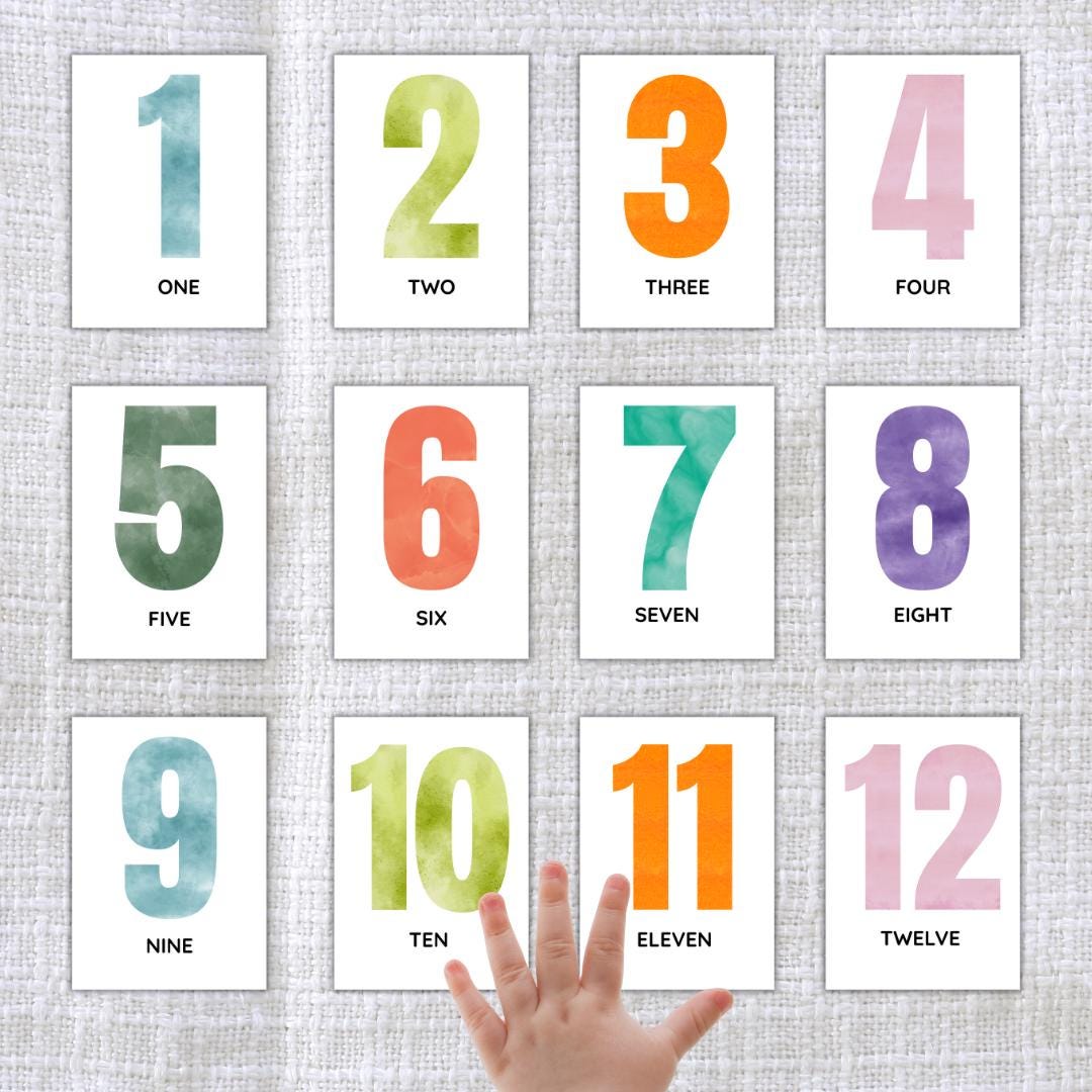 Montessori Preschool Counting Numbers Flashcards, Printable Number ...