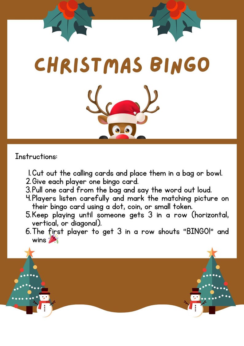 Christmas Bingo Game for Kids – Printable Holiday Bingo – Toddler ...
