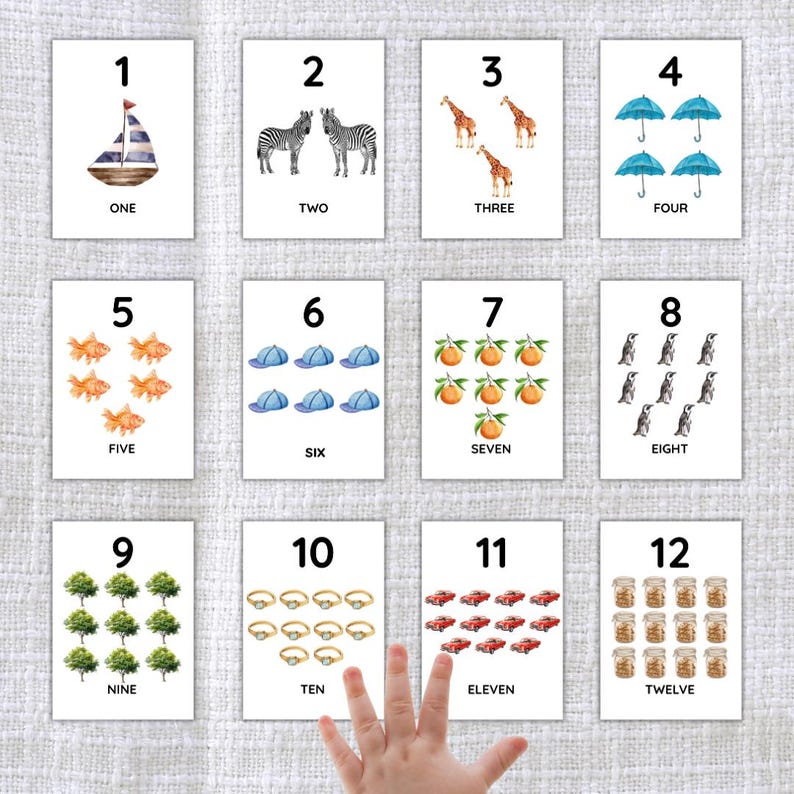 Printable Montessori Number Flashcards – Watercolor Counting Cards ...